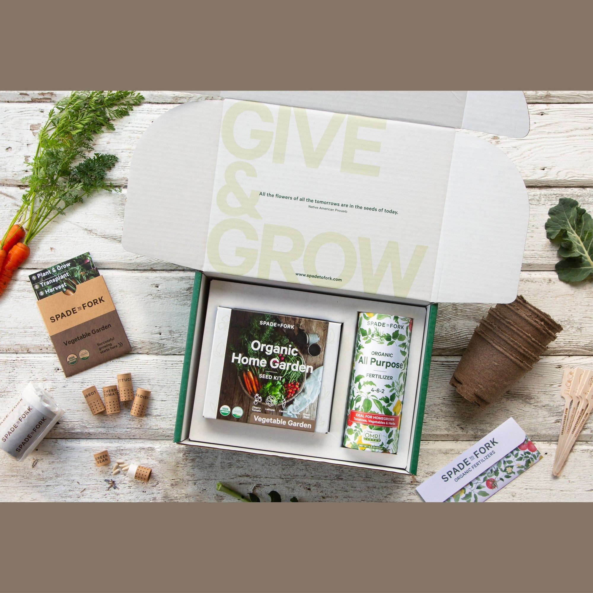 Gift Box Set - Vegetable Garden Kit + All Purpose Fertilizer - Spade To ...